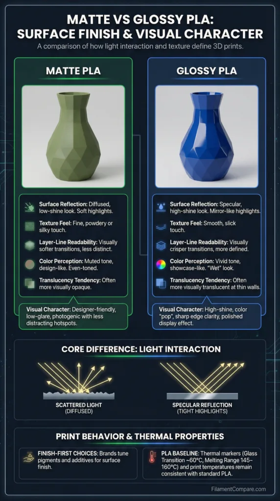 Matte vs Glossy PLA - FilamentCompare