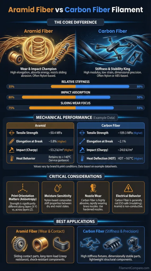 Aramid Fiber vs Carbon Fiber Filament - FilamentCompare
